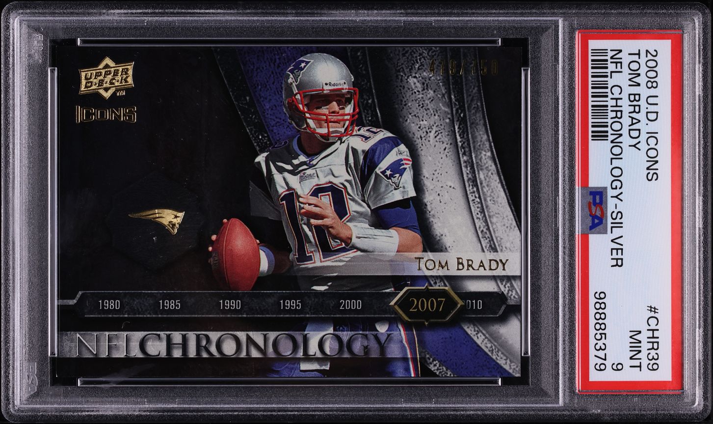 2008 Upper Deck Icons NFL Chronology Silver Tom Brady /750 #CHR39 PSA 9 ...