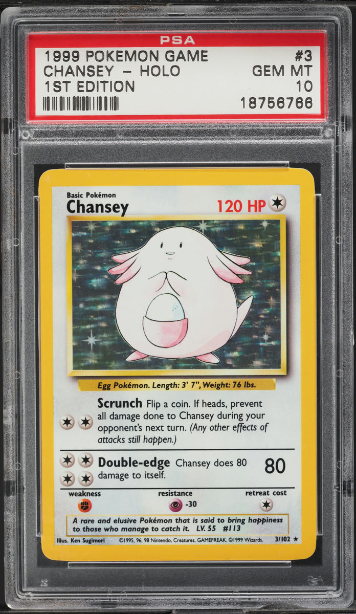 1999 Pokemon Base Set Holo Chansey #3 PSA 10 GEM MINT on Fanatics Collect