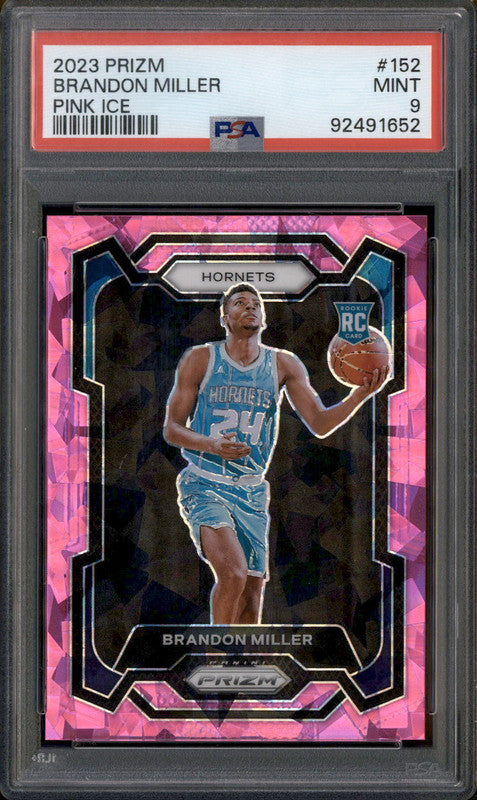 2023 Panini Prizm Pink Ice #152 Brandon Miller RC Rookie PSA 9 on ...