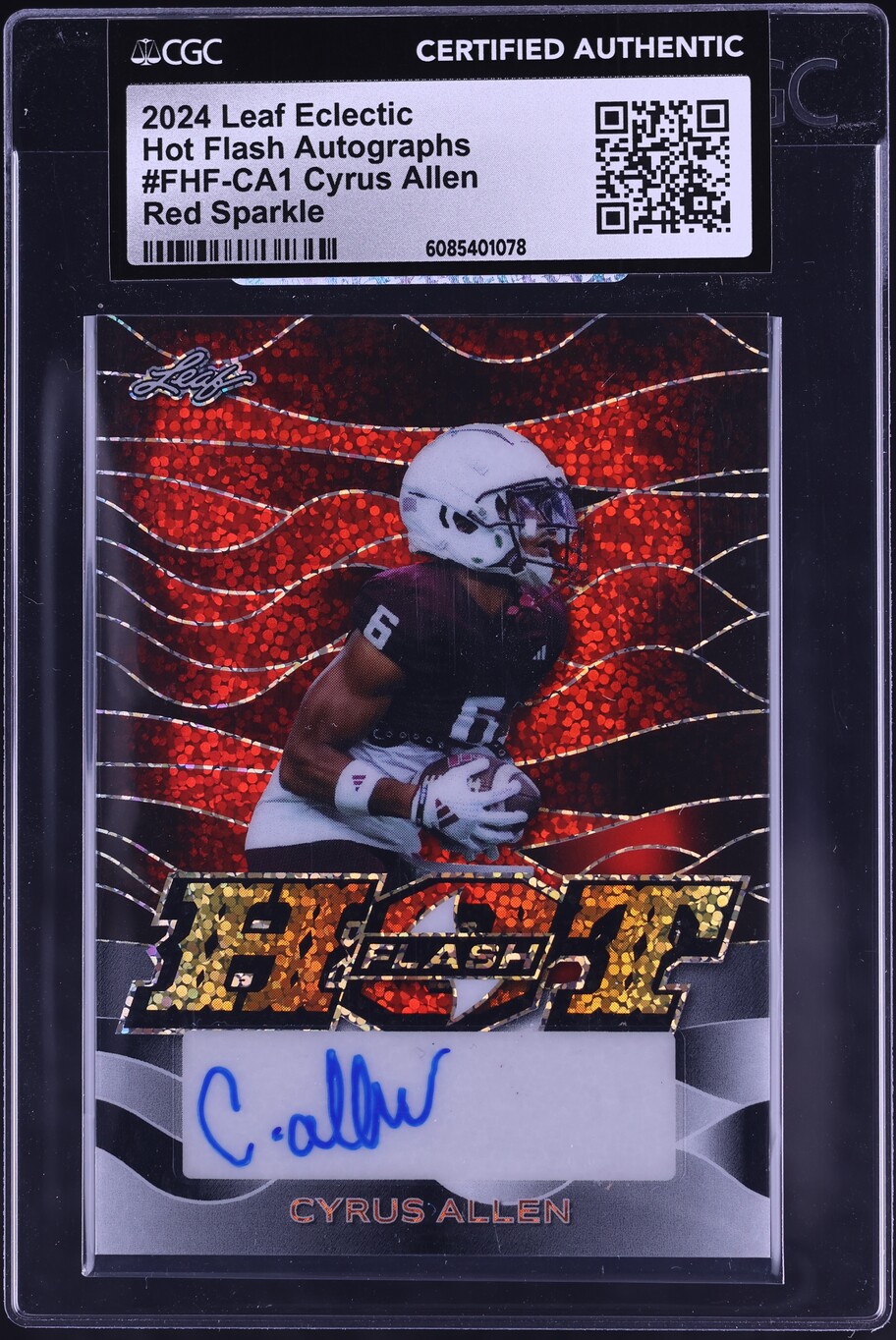 2024 Leaf Eclectic Hot Flash Red Sparkle Cyrus Allen AUTO 1/9 #FHF-CA1 CGC AUTH on Fanatics Collect