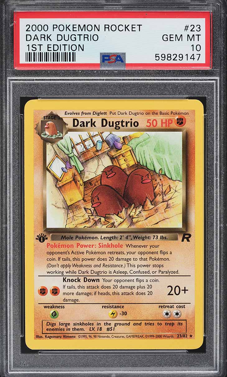 2000 Pokemon Team Rocket 1st Edition Dark Dugtrio #23 PSA 10 GEM MINT on Fanatics Collect