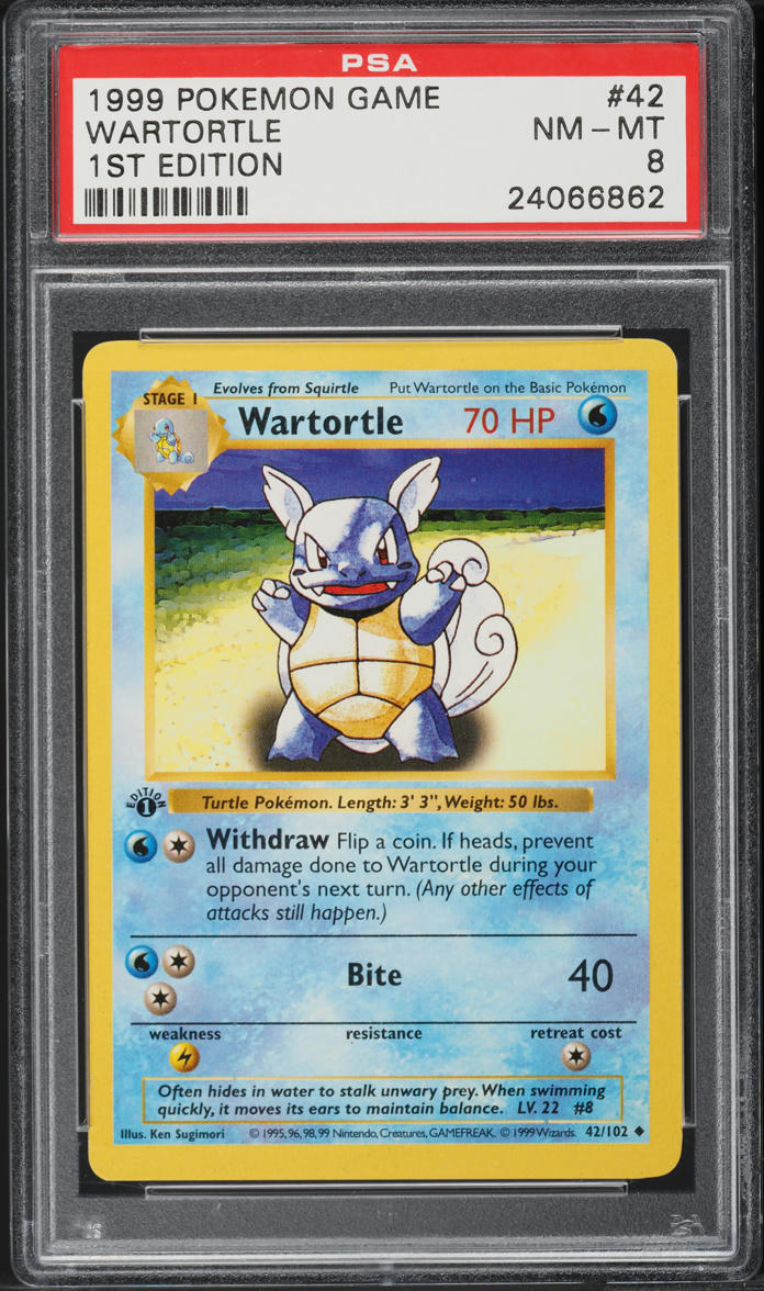 1999 Pokemon Base Set Shadowless 1st Edition Wartortle #42 PSA 8 NM-MT ...