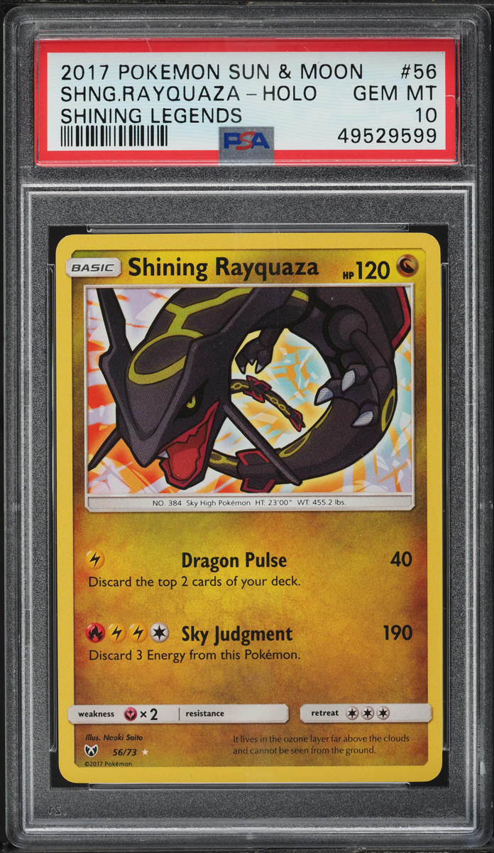 2017 Pokemon Sun & Moon Shining Legends Holo Shining Rayquaza #56 PSA 10 GEM on Fanatics Collect