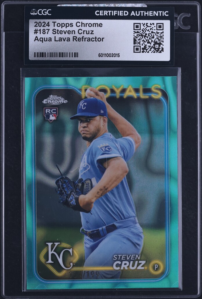 2024 Topps Chrome Aqua Lava Refractor Steven Cruz ROOKIE /199 #187 CGC AUTH on Fanatics Collect