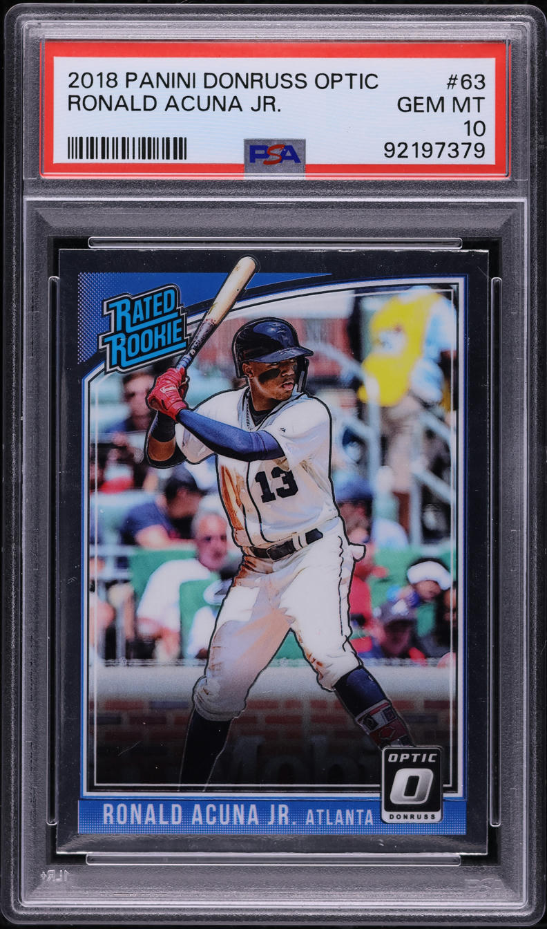 2018 Donruss Optic Ronald Acuna Jr. ROOKIE #63 PSA 10 GEM MINT on ...