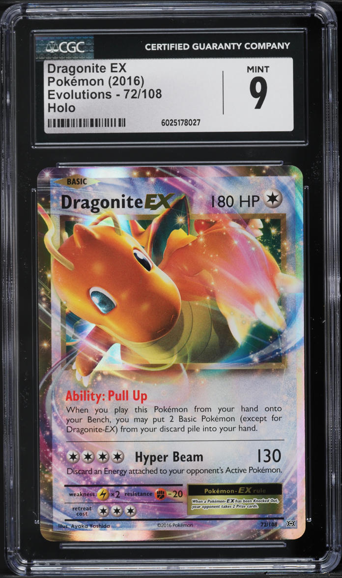 2016 Pokemon XY Evolutions Holo Dragonite EX #72 CGC 9 MINT on Fanatics ...