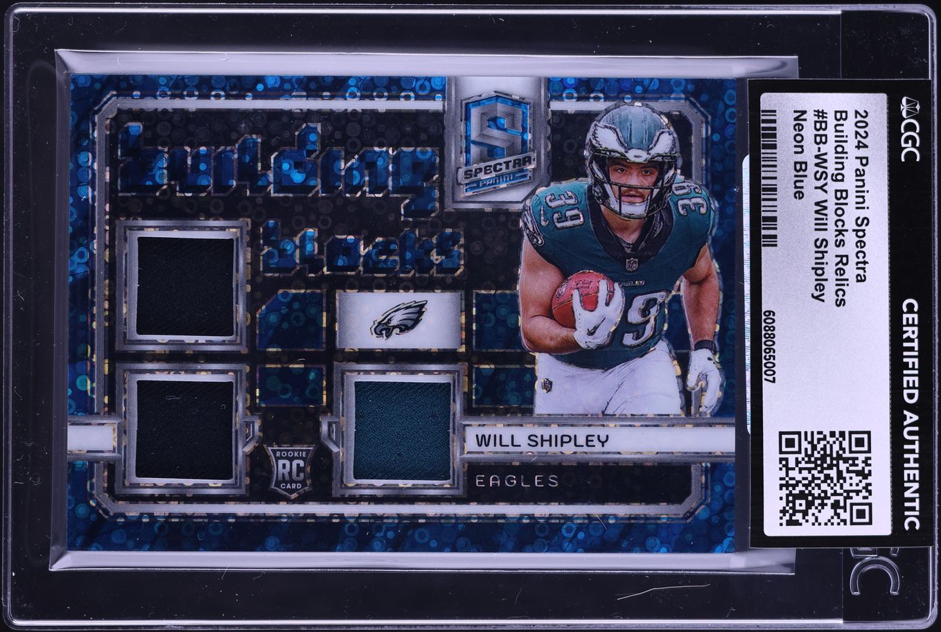 2024 Panini Spectra Building Blocks Neon Blue Will Shipley ROOKIE PATCH ...