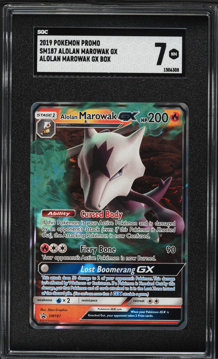 2019 Pokemon SM Black Star Promo GX Box Alolan Marowak GX #SM187 SGC 7 ...