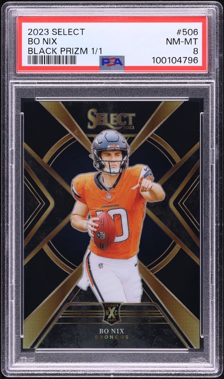 2023 Select XRC Black Prizm Bo Nix ROOKIE 1/1 #506 PSA 8 NM-MT on ...
