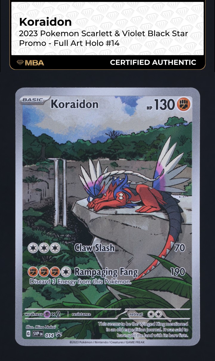 2023 Pokemon SV Black Star Promo Full Art Holo Koraidon #14 MBA AUTH on ...