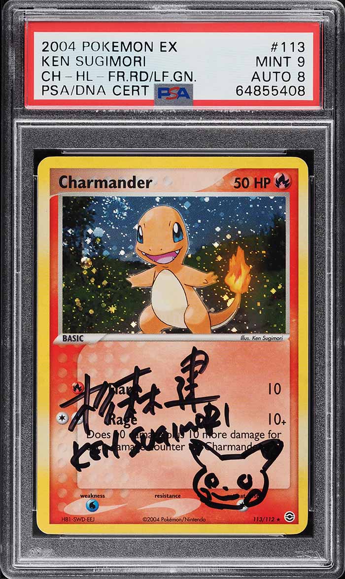 2004 Pokemon EX Fire Red & Leaf Green Holo Charmander Sugimori AUTO DNA ...