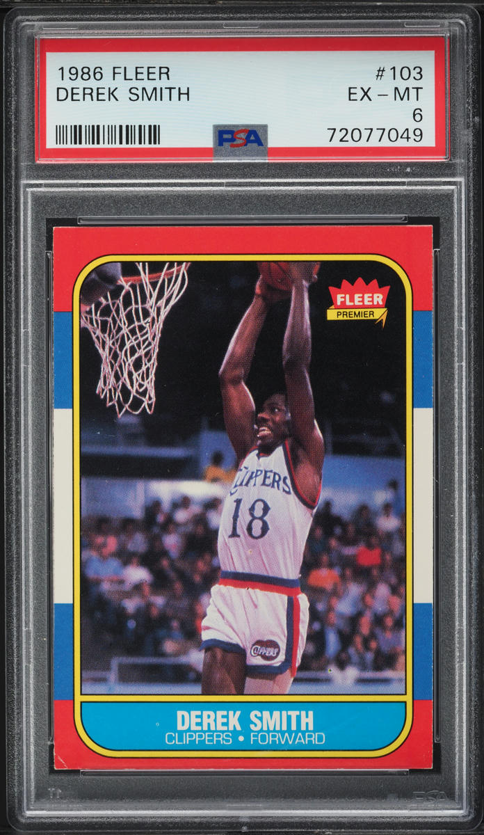 1986 Fleer Basketball Derek Smith #103 PSA 6 EXMT on Fanatics Collect