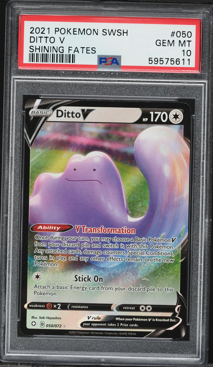 2021 Pokemon Sword & Shield Shining Fates Full Art Ditto V #50 PSA 10 ...