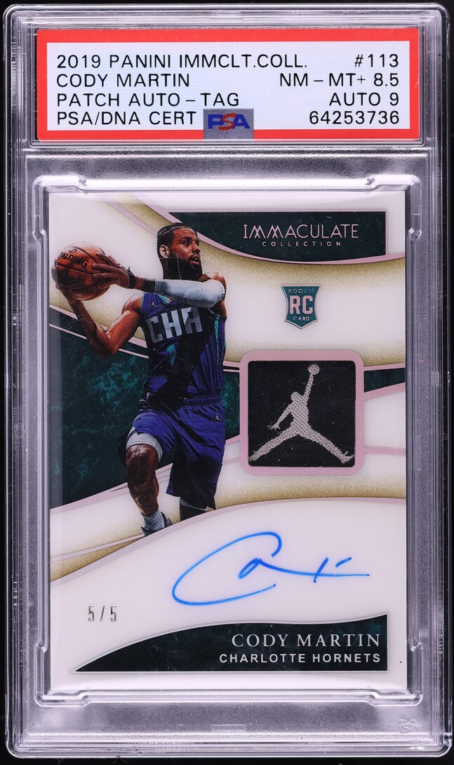 2019 Immaculate Collection Cody Martin ROOKIE PATCH AUTO DNA 9 5/5 #113 ...