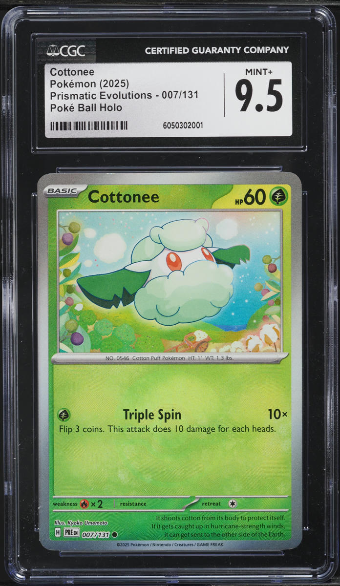 2025 Pokemon SV Prismatic Evolutions Poke Ball Holo Cottonee #7 CGC 9.5 ...