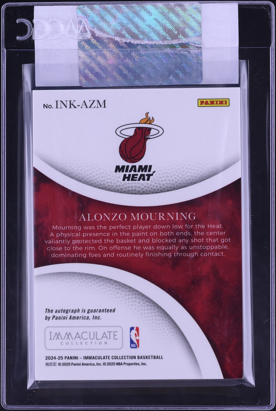 2024 Immaculate Collection Ink Blue Alonzo Mourning AUTO /25 #INK-AZM CGC AUTH on Fanatics Collect