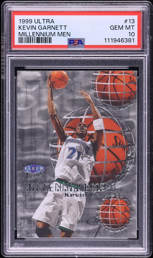1999 Ultra Millennium Men Kevin Garnett /100 #13 PSA 10 GEM MINT on ...