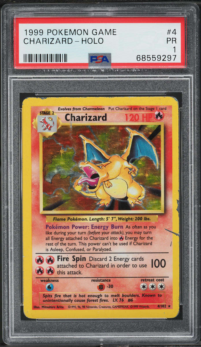 1999 Pokemon Base Set Holo Charizard #4 PSA 1 PR on Fanatics Collect
