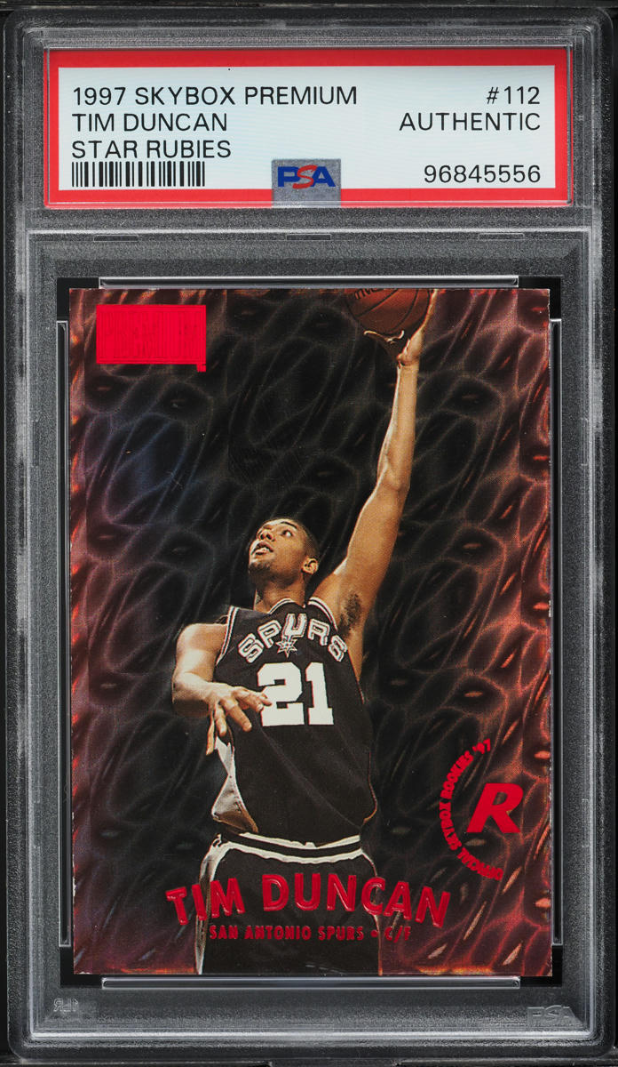 1997 Skybox Premium Star Rubies Tim Duncan ROOKIE /50 #112 PSA AUTH on ...
