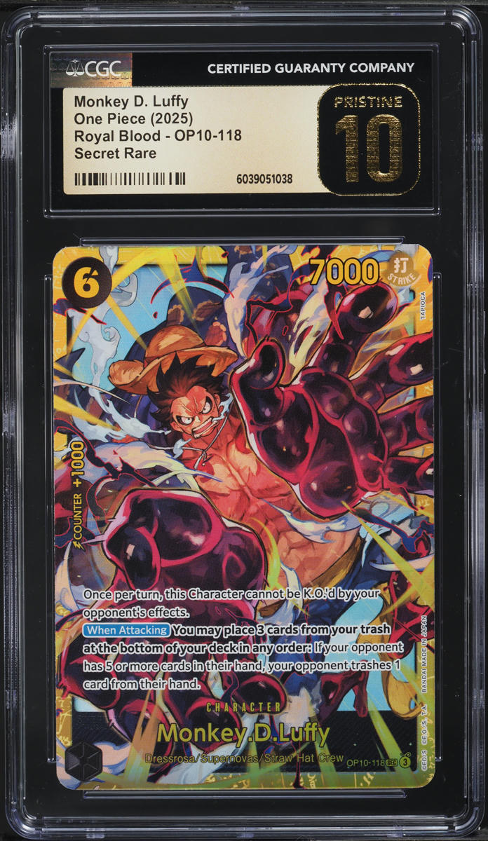 2025 One Piece Royal Blood Monkey D. Luffy #OP10-118 CGC 10 PRISTINE on ...