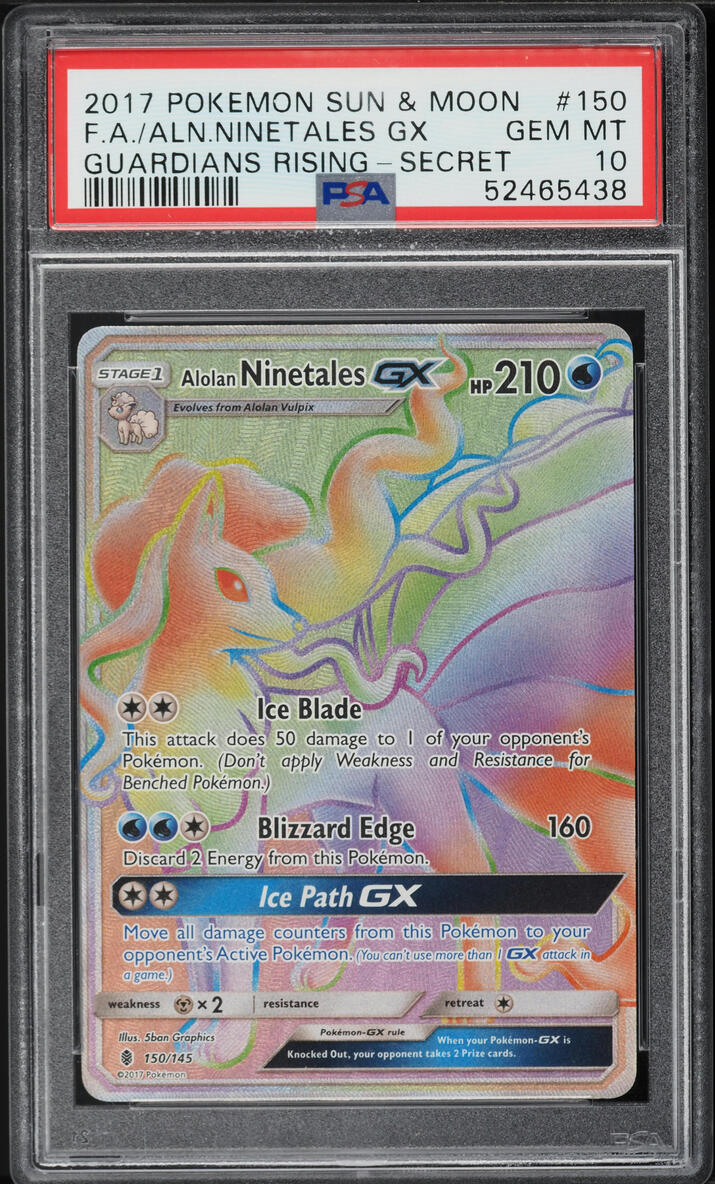 2017 Pokemon SM Guardians Rising Hyper Rare Full Art Alolan Ninetales GX PSA 10 on Fanatics Collect