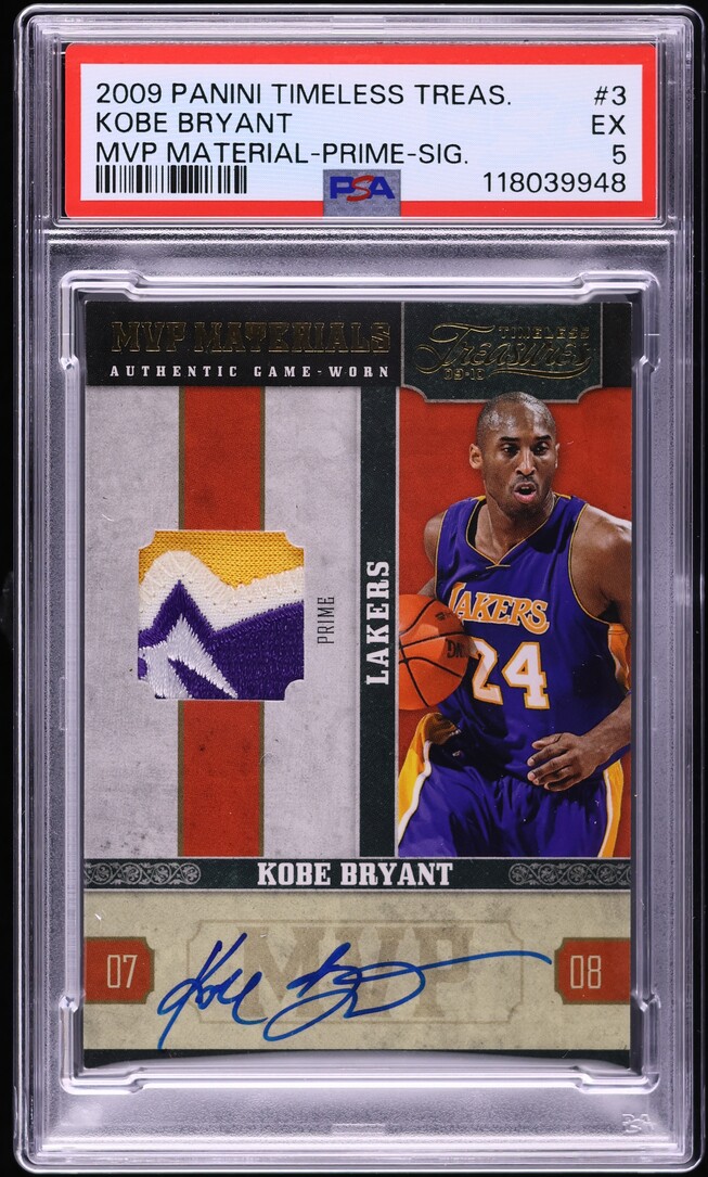2009 Panini Timeless Treasures MVP Prime Kobe Bryant PATCH AUTO 10/10 ...