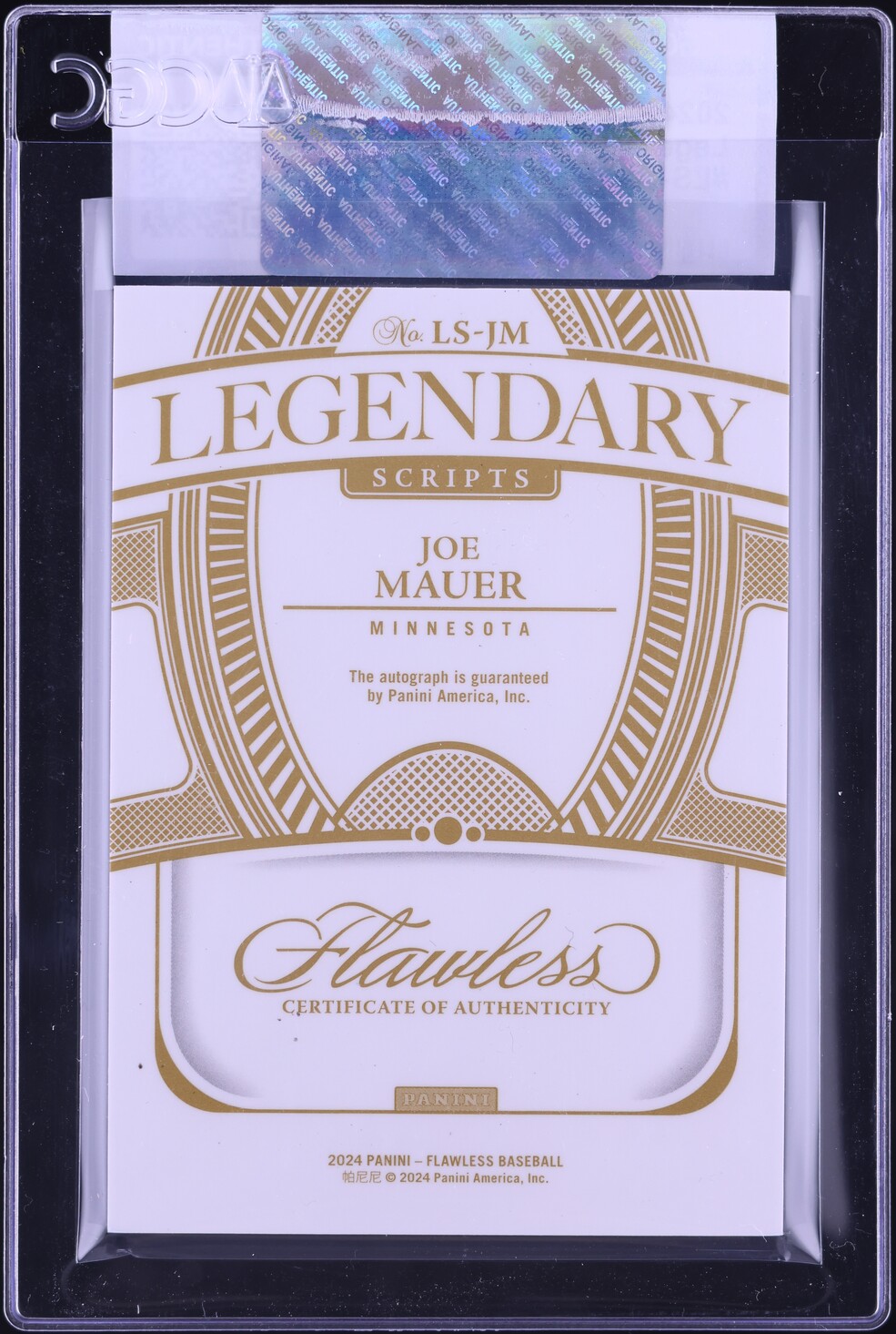 2024 Panini Flawless Legendary Scripts Joe Mauer AUTO /20 #LS-JM CGC AUTH on Fanatics Collect