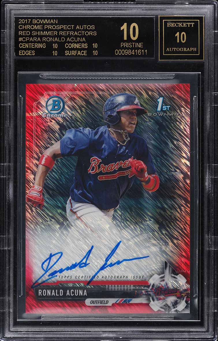 2017 Bowman Chrome Red Shimmer Refractor Ronald Acuna Jr. ROOKIE AUTO /5 BGS 10 on Fanatics Collect
