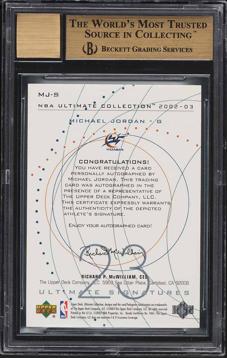2002 Ultimate Collection Signatures Michael Jordan AUTO #MJS BGS 9.5 ...