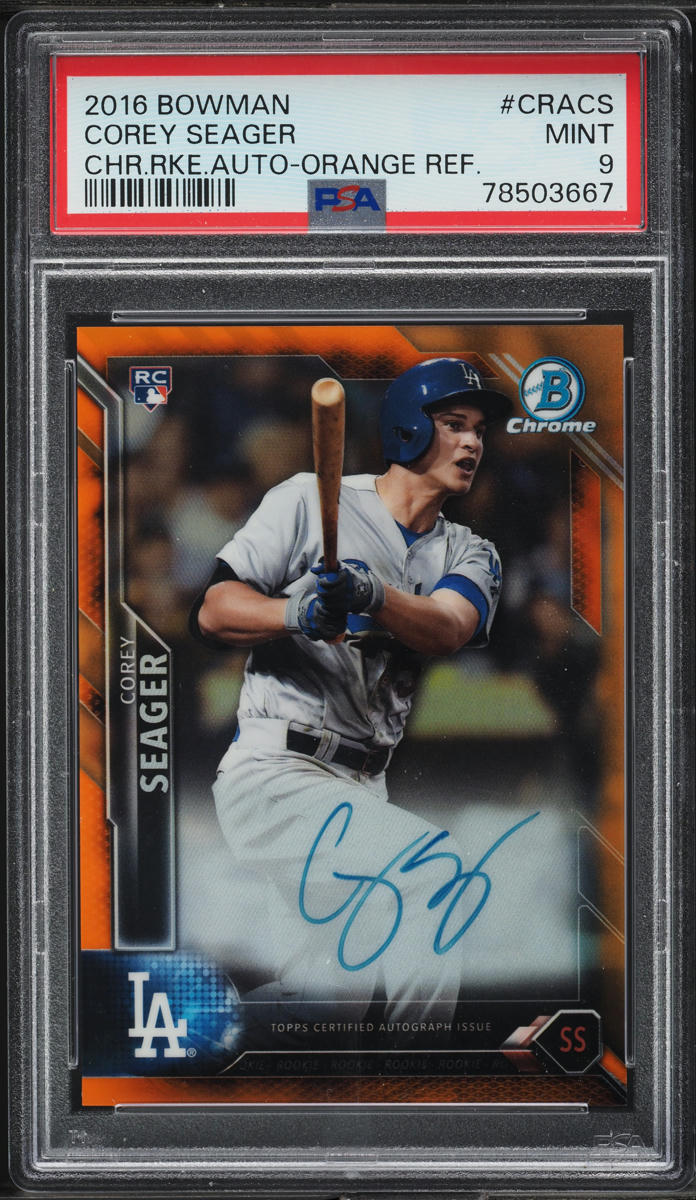 2016 Bowman Chrome Orange Refractor Corey Seager ROOKIE AUTO /25 #CRA ...