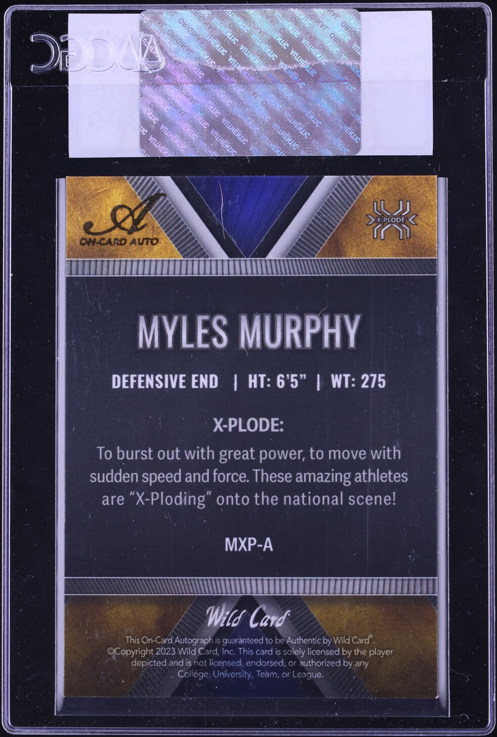 2023 Wild Card Matte Premium X-Plode Blue Chase Gold Myles Murphy AUTO ...