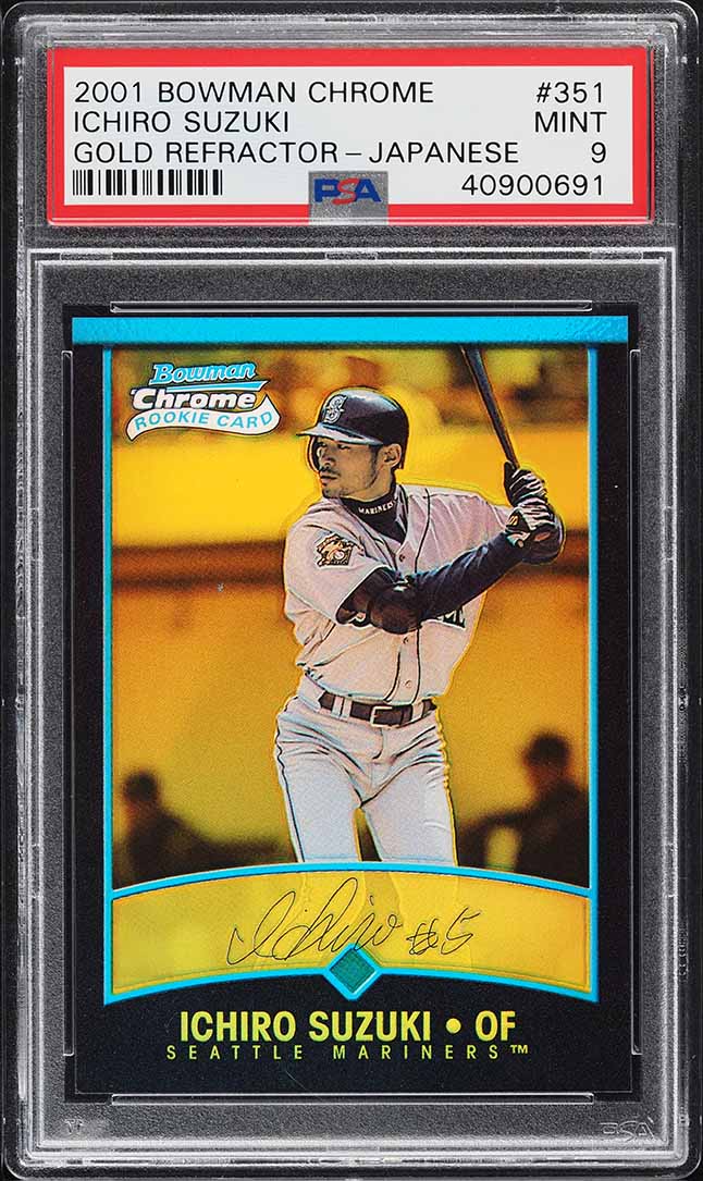 2001 Bowman Chrome Japanese Gold Refractor Ichiro Suzuki ROOKIE /99 #351 PSA 9 on Fanatics Collect