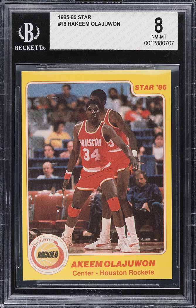 1985-86 Star Basketball Hakeem Olajuwon ROOKIE #18 BGS 8 NM-MT on ...