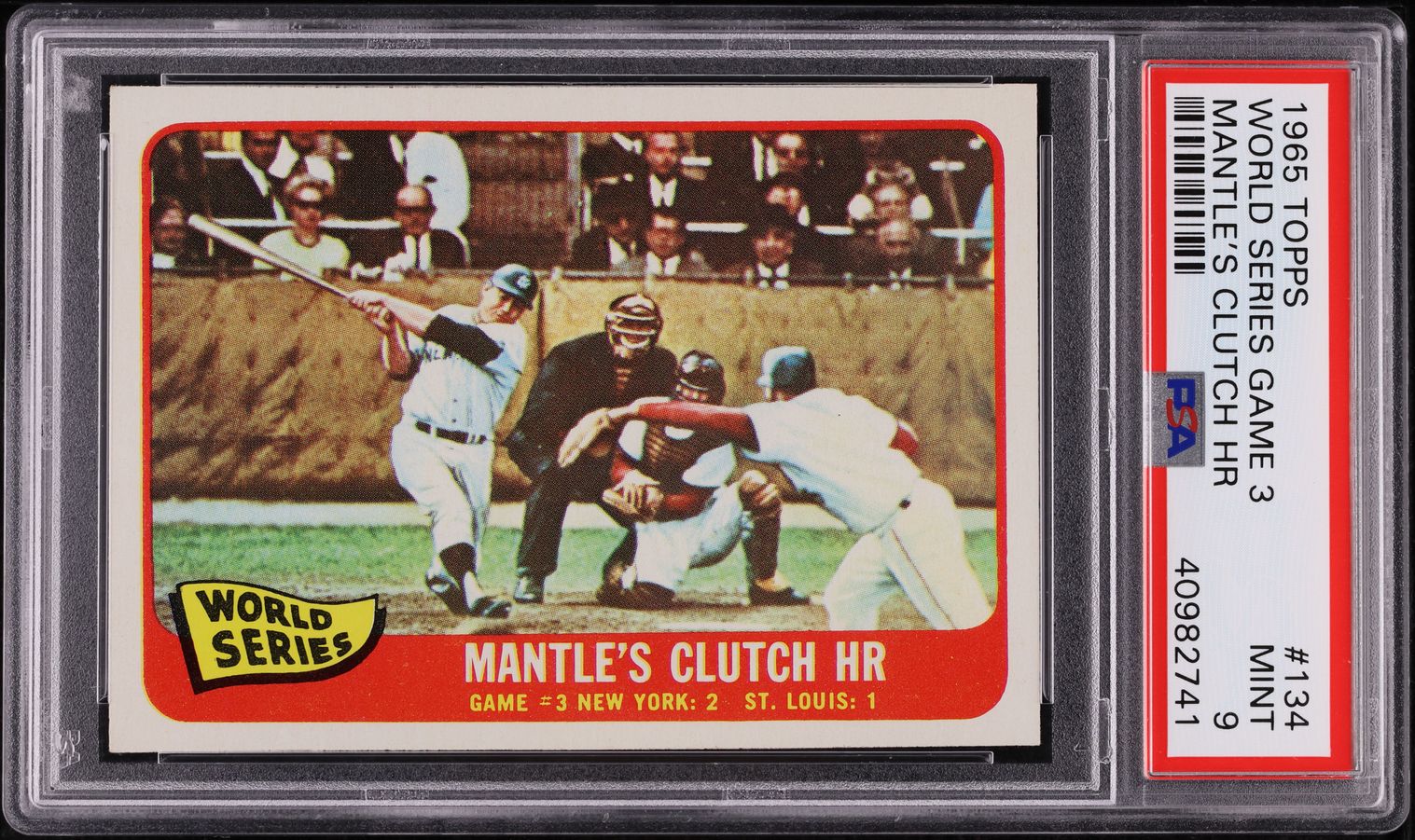 1965 Topps Mickey Mantle WORLD SERIES GAME 3 #134 PSA 9 MINT on ...