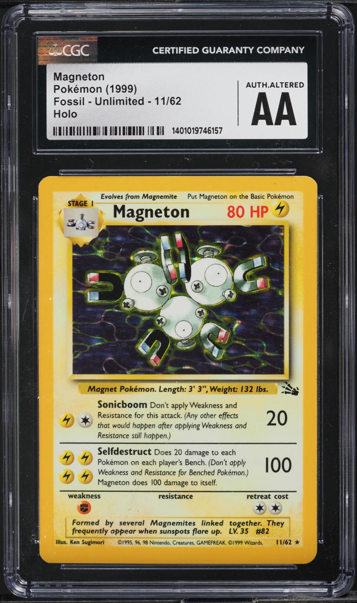 1999 Pokemon Fossil Unlimited Holo Magneton #11 CGC ALTERED AUTH on Fanatics Collect
