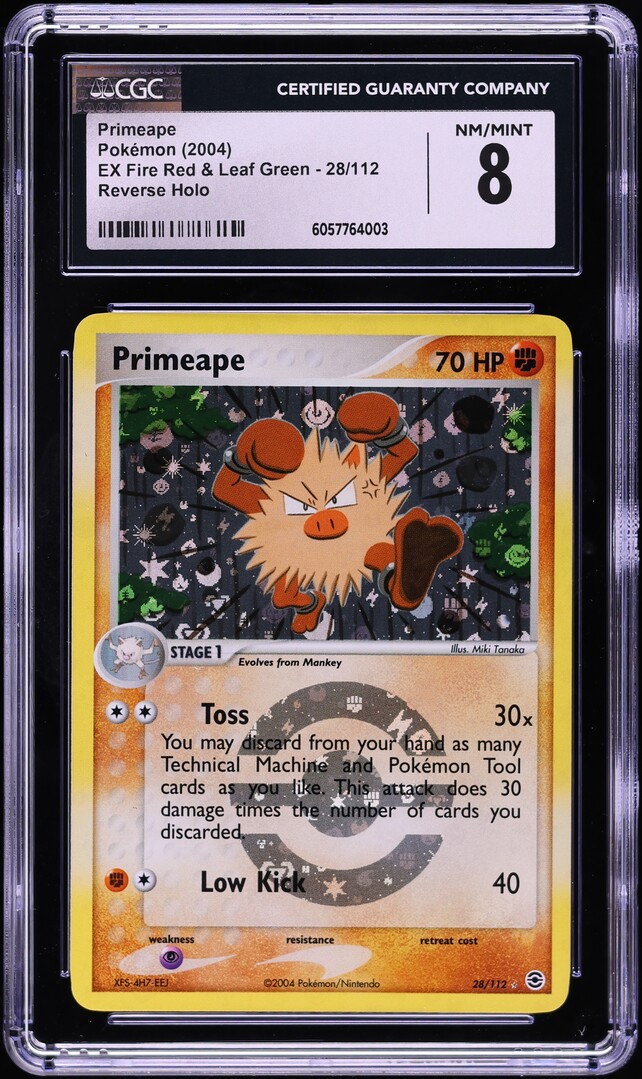 2004 Pokemon EX Fire Red & Leaf Green Reverse Holo Primeape #28 CGC 8 ...