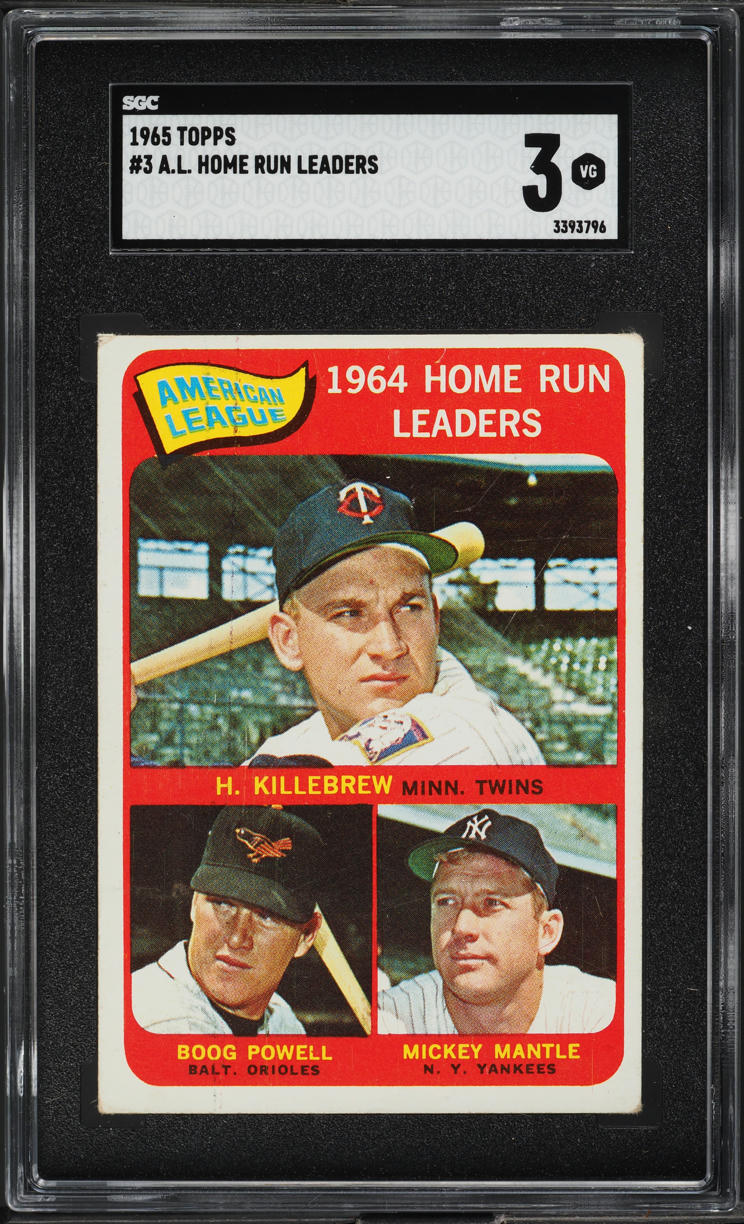 1965 Topps Mickey Mantle Harmon Killebrew Boog Powell AL HR LEADERS #3 ...