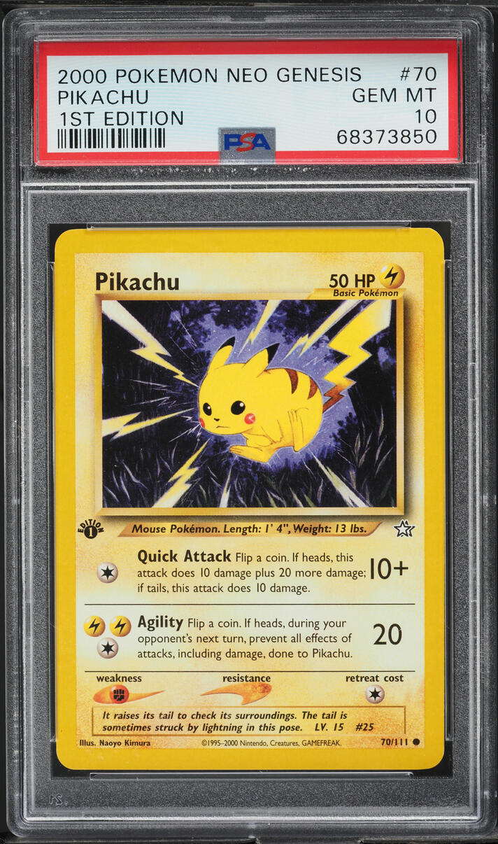 2000 Pokemon Neo Genesis 1st Edition Pikachu #70 PSA 10 GEM MINT on Fanatics Collect