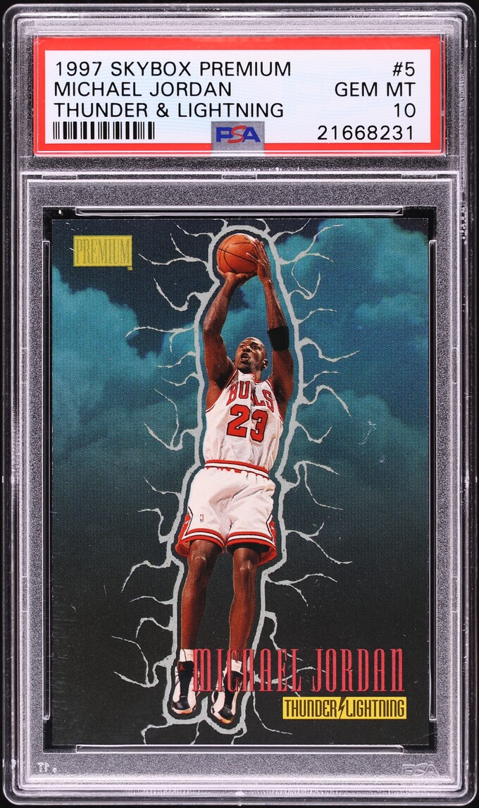 1997 Skybox Premium Thunder & Lightning Michael Jordan #5 PSA 10 GEM ...