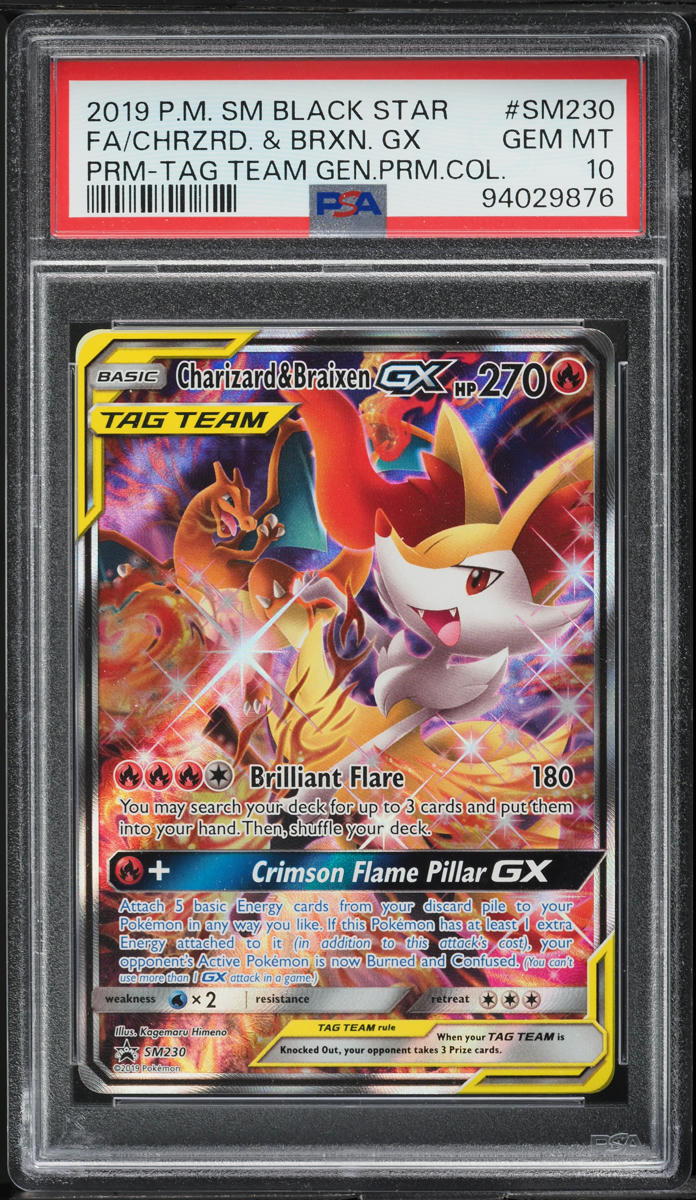 2019 Pokemon SM Black Star Promo Charizard & Braixen GX #SM230 PSA 10 GEM MINT on Fanatics Collect