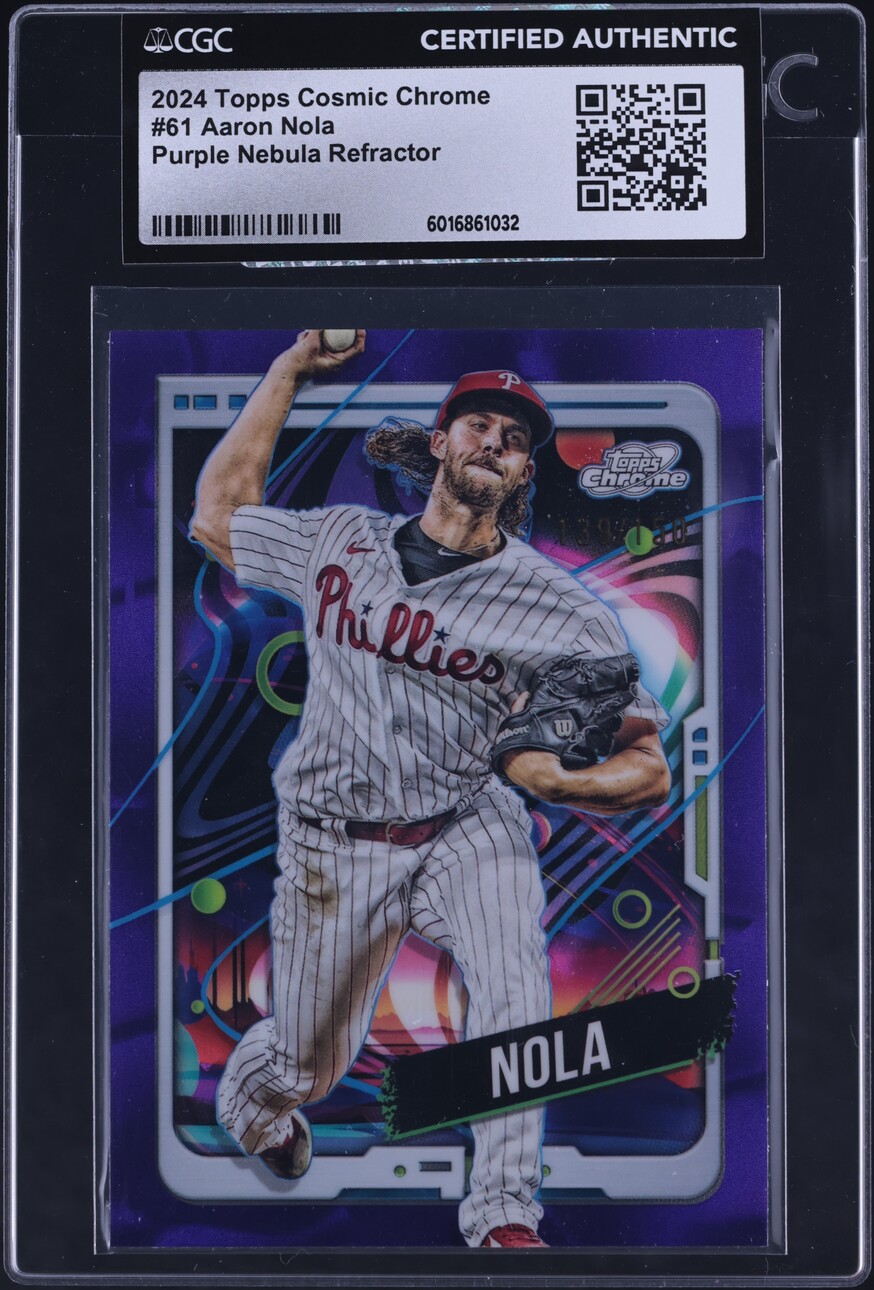 2024 Topps Chrome Cosmic Purple Nebula Refractor Aaron Nola /150 #61 ...