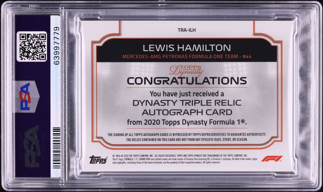 2020 Topps Dynasty Formula 1 F1 Triple Red Lewis Hamilton PATCH AUTO /5 ...