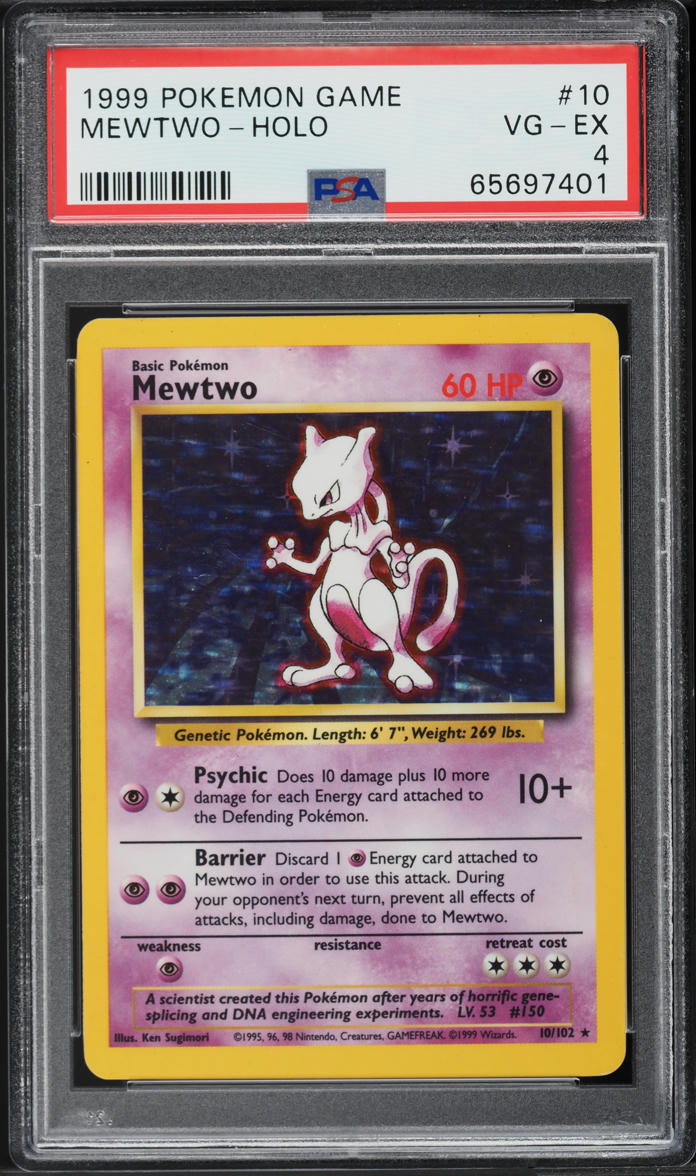 1999 Pokemon Base Set Holo Mewtwo #10 PSA 4 VGEX on Fanatics Collect
