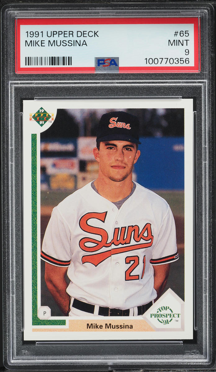 1991 Upper Deck Mike Mussina ROOKIE #65 PSA 9 MINT on Fanatics Collect