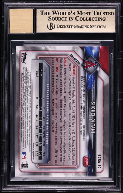 2018 Bowman Chrome Blue Refractor Shohei Ohtani ROOKIE AUTO /150 #BCRA ...
