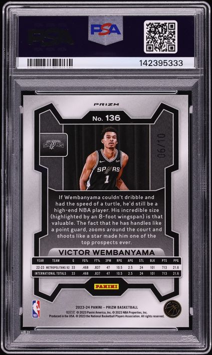 2023 Panini Prizm Gold Shimmer Victor Wembanyama ROOKIE /10 #136 PSA 9 ...