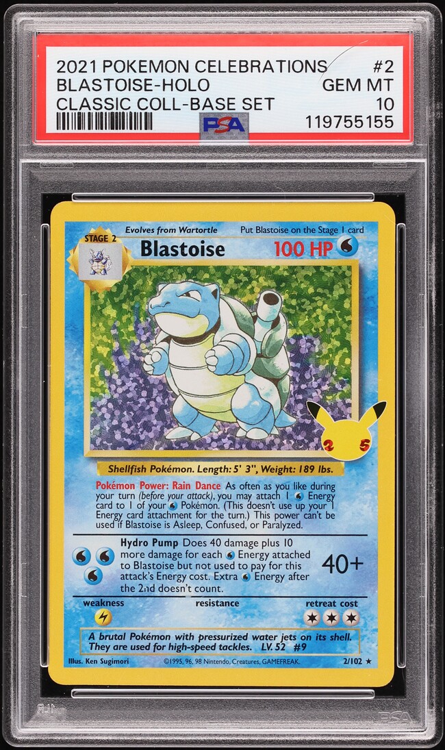 2021 Pokemon SWSH Celebrations Classic Collection Holo Blastoise #2 PSA ...