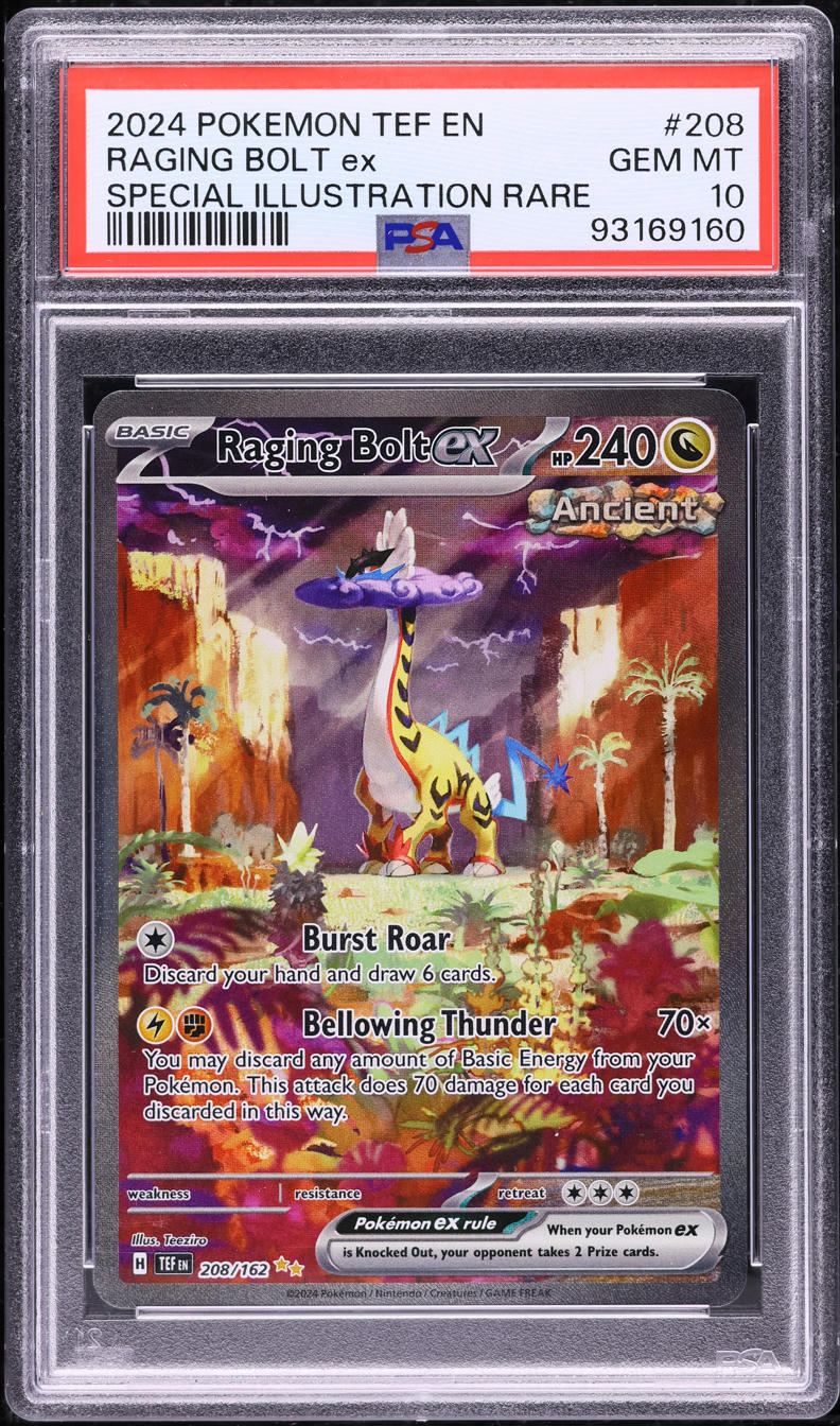 2024 Pokemon SV Temporal Forces SIR Raging Bolt ex #208 PSA 10 GEM MINT ...