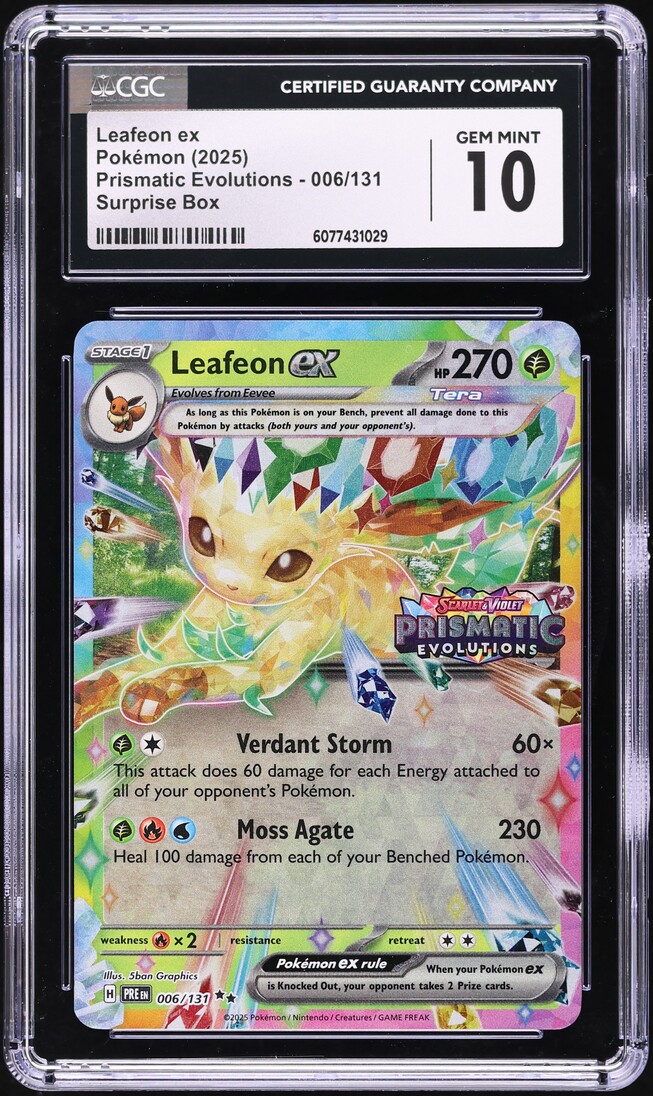 2025 Pokemon SV Prismatic Evolutions Surprise Box Leafeon ex #6 CGC 10 ...