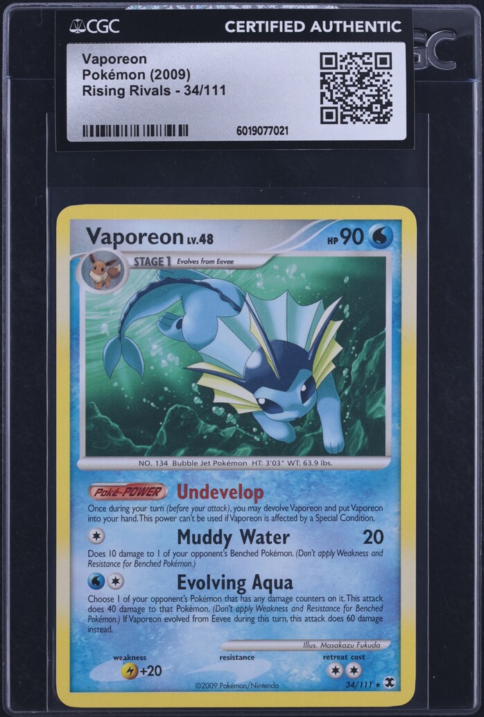 2009 Pokemon Platinum Rising Rivals Vaporeon #34 CGC AUTH on Fanatics ...